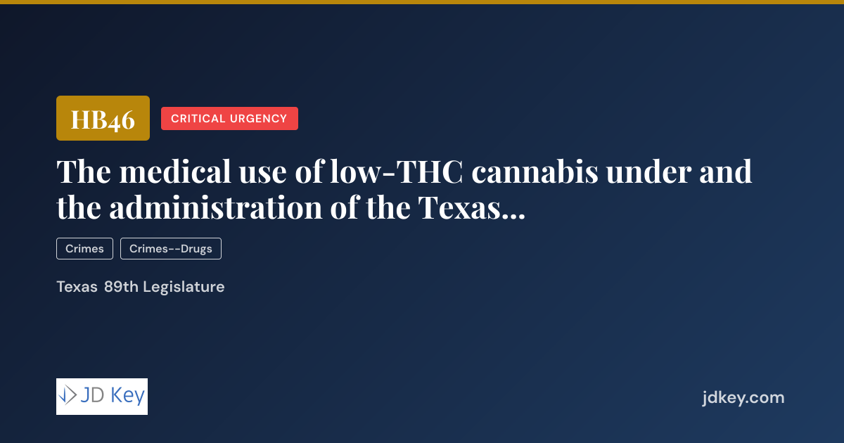 HB46: The medical use of low-THC cannabis under and the administration